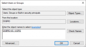 Setting directory permissions for user group IIS_IUSRS | Software Verify