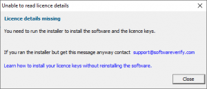 Manually installing a licence without reinstalling the software | Software Verify